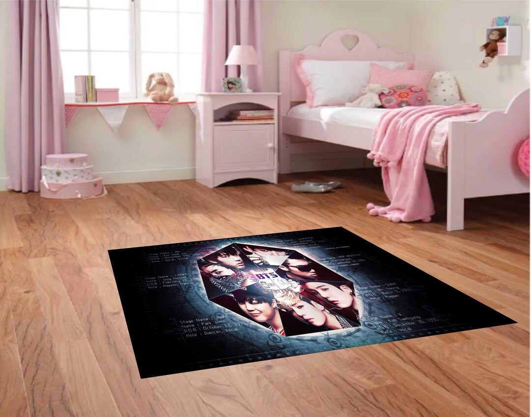 BTS K-pop Rug, Digital Print, Personalized Carpet, Music, Girl's Room ...