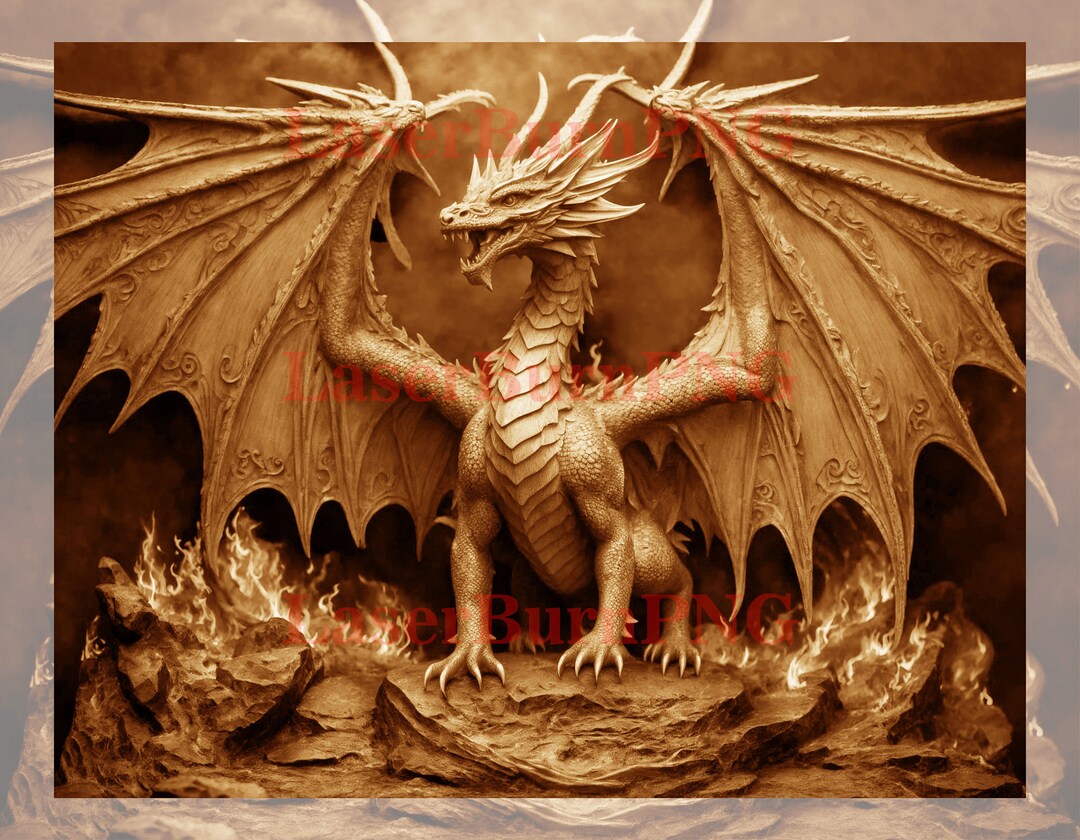 Laser Burn PNG 3D Illusion Glowforge Projects Xtool Laser File Dragon ...