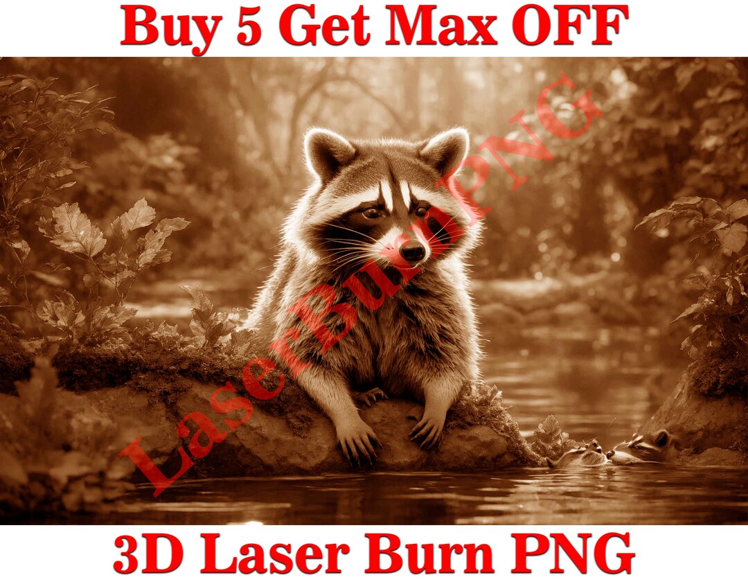 3d Raccoon Svg Png Laser Burn File Laser Burn Png 3d Laser Cut Raccoon ...
