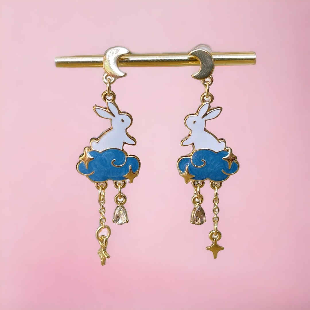 Lunar New Year of the Rabbit Earrings With Star Charms Cute Bunny ...
