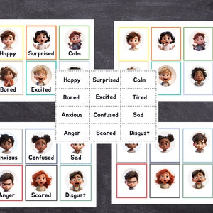 16 Emotion Cards in English and Spanish Matching Emotions Activity Kids ...