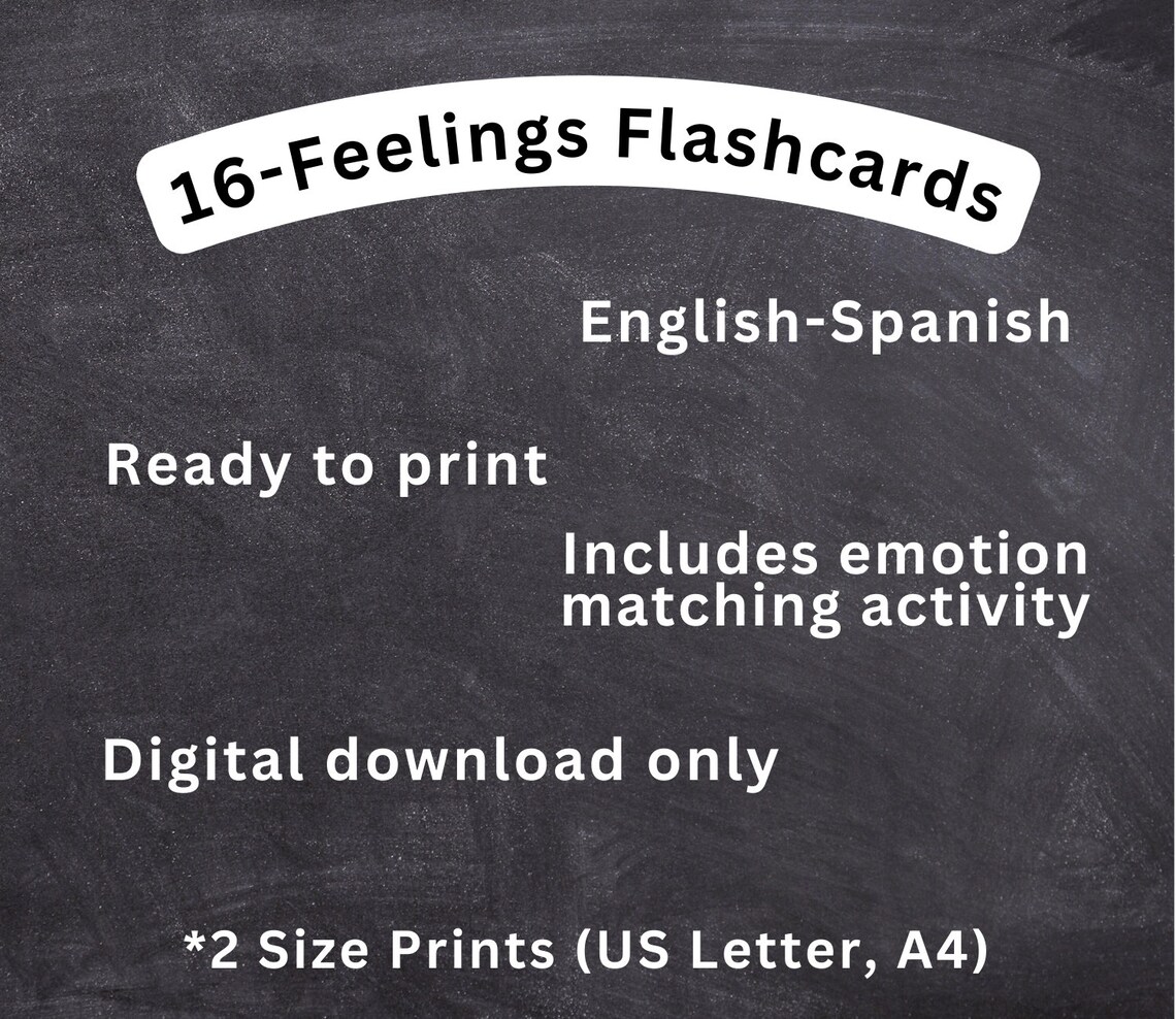 16 Emotion Cards in English and Spanish Matching Emotions Activity Kids ...