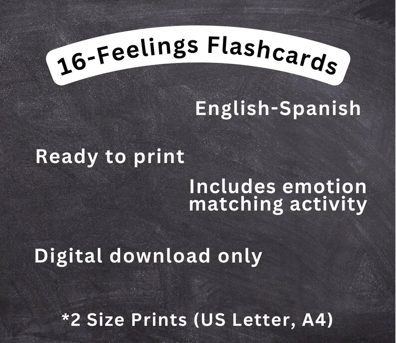 16 Emotion Cards in English and Spanish Matching Emotions Activity Kids ...