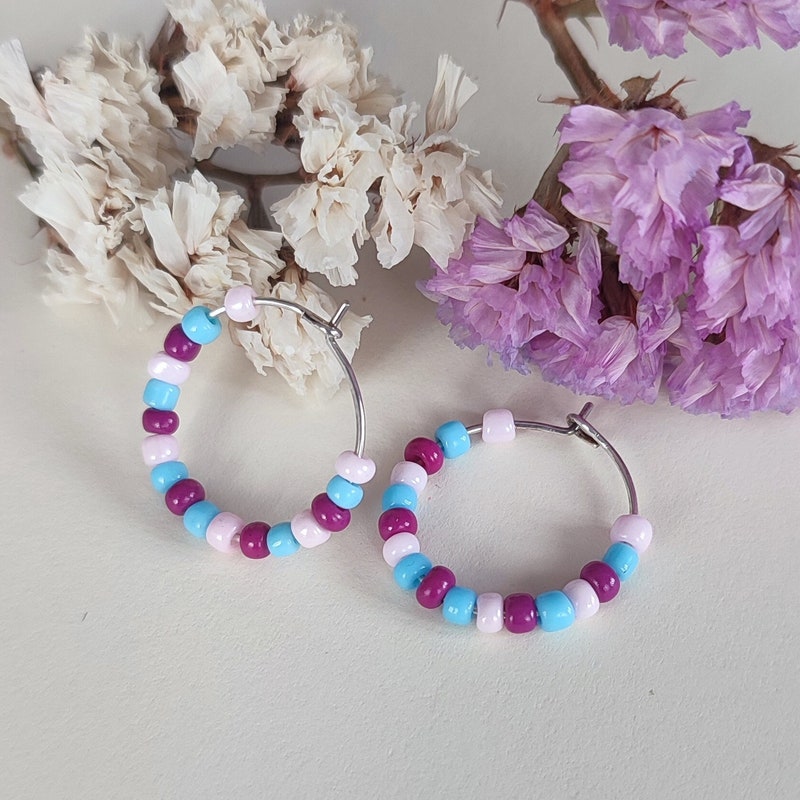 Beaded Hoops - Etsy
