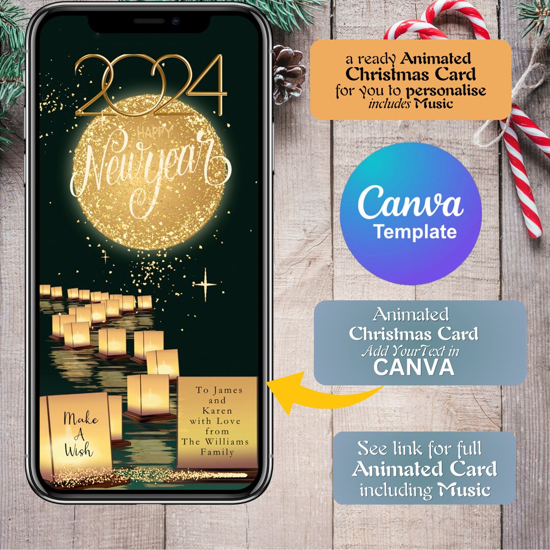 Digital New Year Ecard. Animated Holiday Greeting Card. Sparkling Gold ...