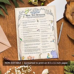 Downloadable 8.5x11 —name That Storybook Game With Answer Key — Non ...