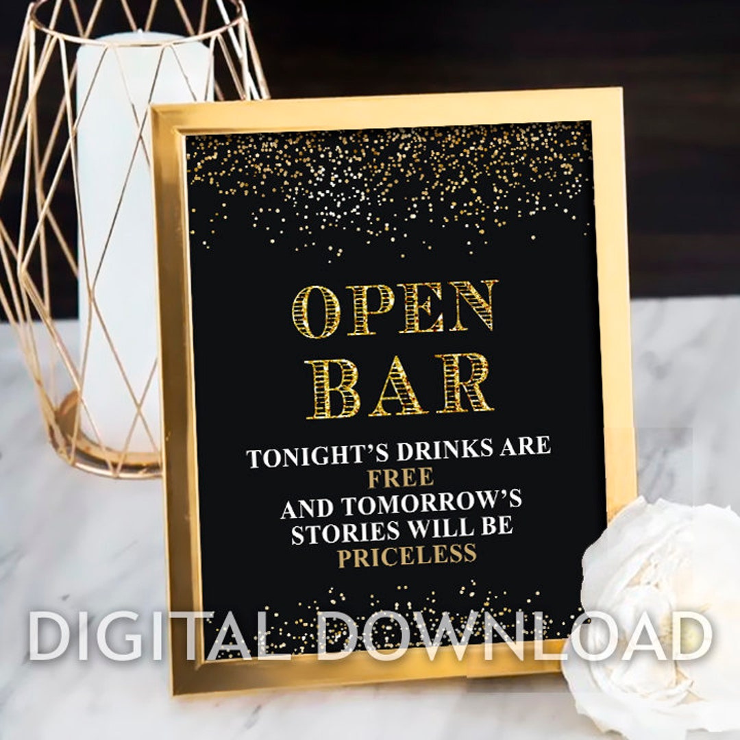DIGITAL DOWNLOAD 8X10 Open Bar Sign / Uneditable Digital File Only ...