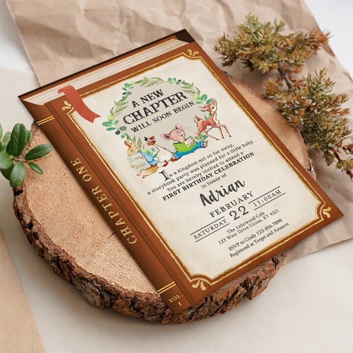 Made-to-order 5x7 Digital Invitation / Storybook Theme Birthday ...