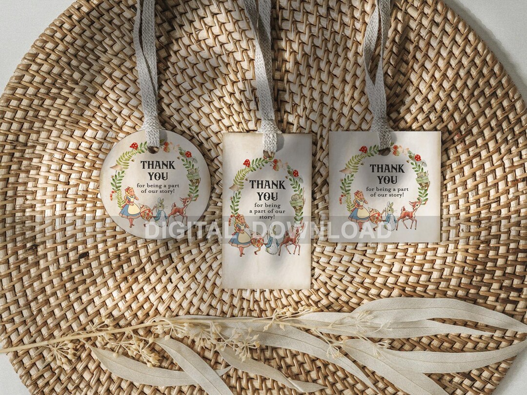 DOWNLOADABLE Gift Favor Tag in 3 Sizes / 2 Circle 2 Square 2x3.5 / Not ...