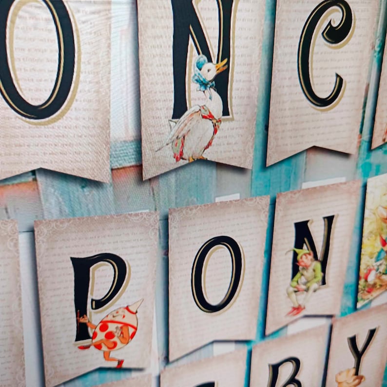 Downloadable 5x9 Once Upon A Baby Pennant Banner / UNEDITABLE ...