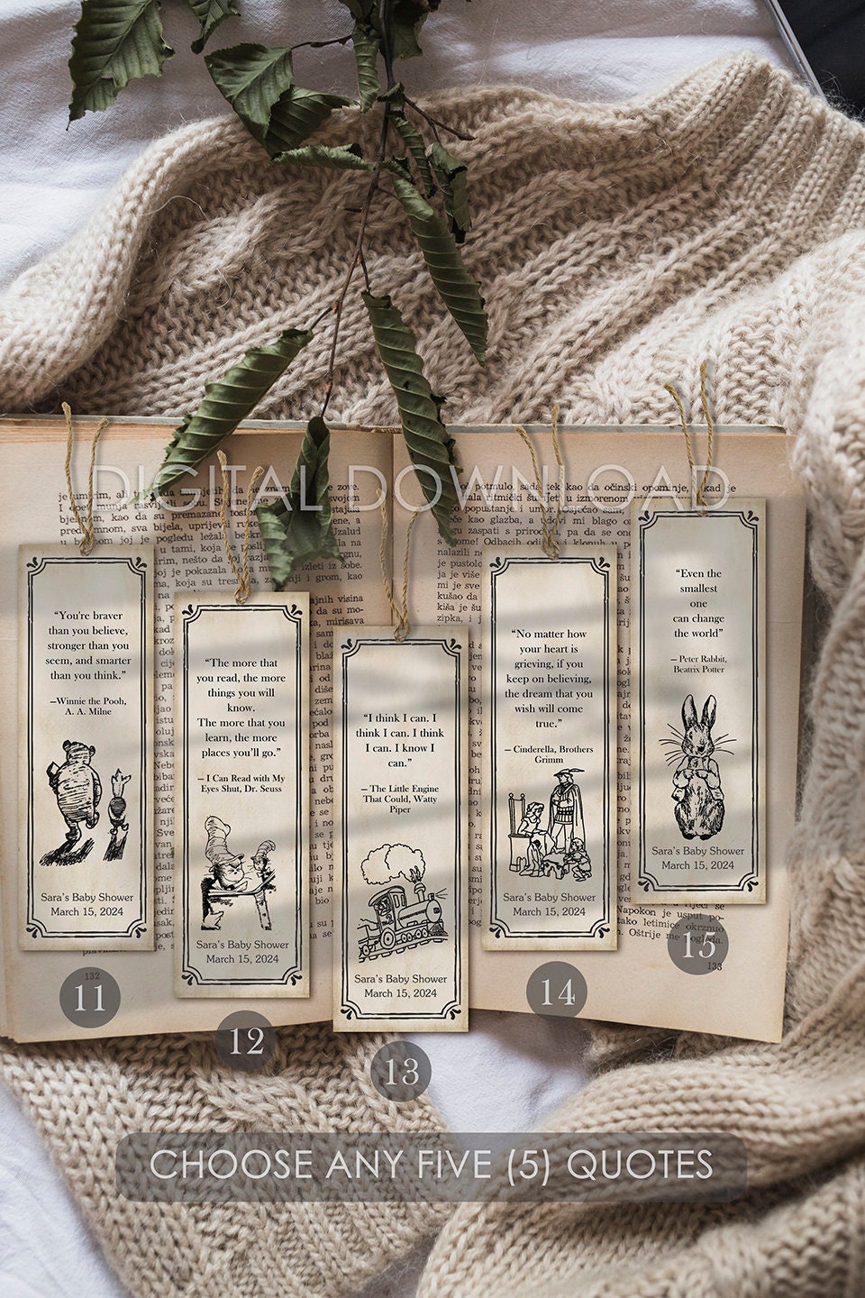 Made-to-order Digital File / Five Bookmarks Bundle! / 2"x6" Size ...