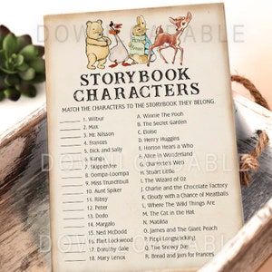 Downloadable 5x7 Storybook Character Match Game With Answer Key ...
