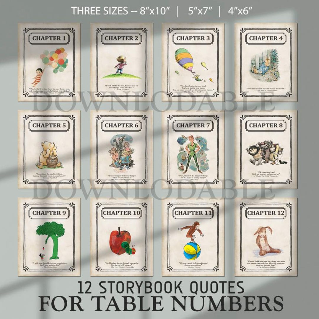 Downloadable Table Numbers Bundle / Not Self-editable / Storybook Baby ...