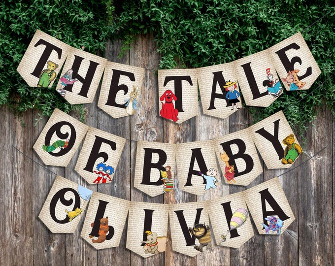 Storybook Voyage Backdrop - Personalized Baby Shower or Birthday ...