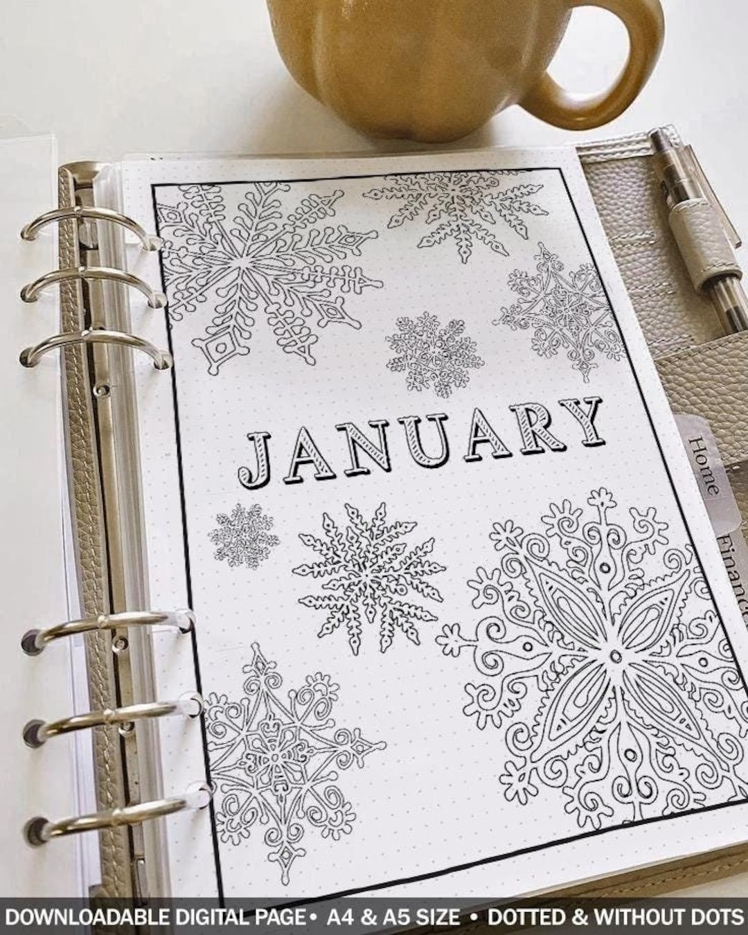 Downloadable January Cover Page Digital Journal Planner A4 and A5 ...