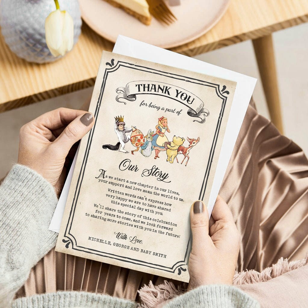 Made-to-order 4x6 Printable Thank You Card / Storybook Themed ...