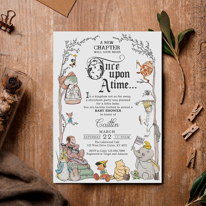 Made-to-order 5x7 Digital Invitation / Storybook Theme Invitation ...