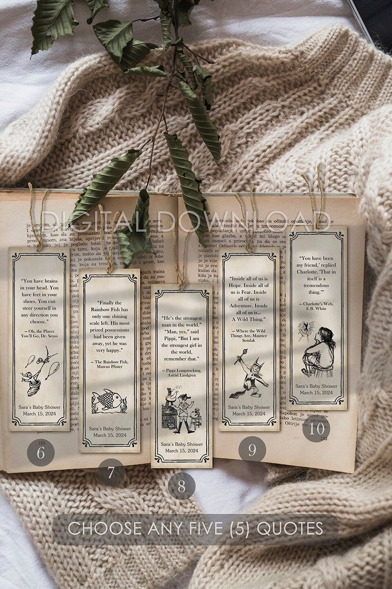 Made-to-order Digital File / Five Bookmarks Bundle! / 2"x6" Size ...