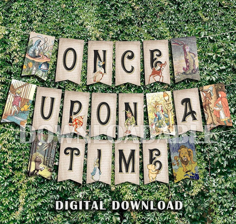 Downloadable 5x9 Once Upon A Time Pennant Banner / UNEDITABLE ...