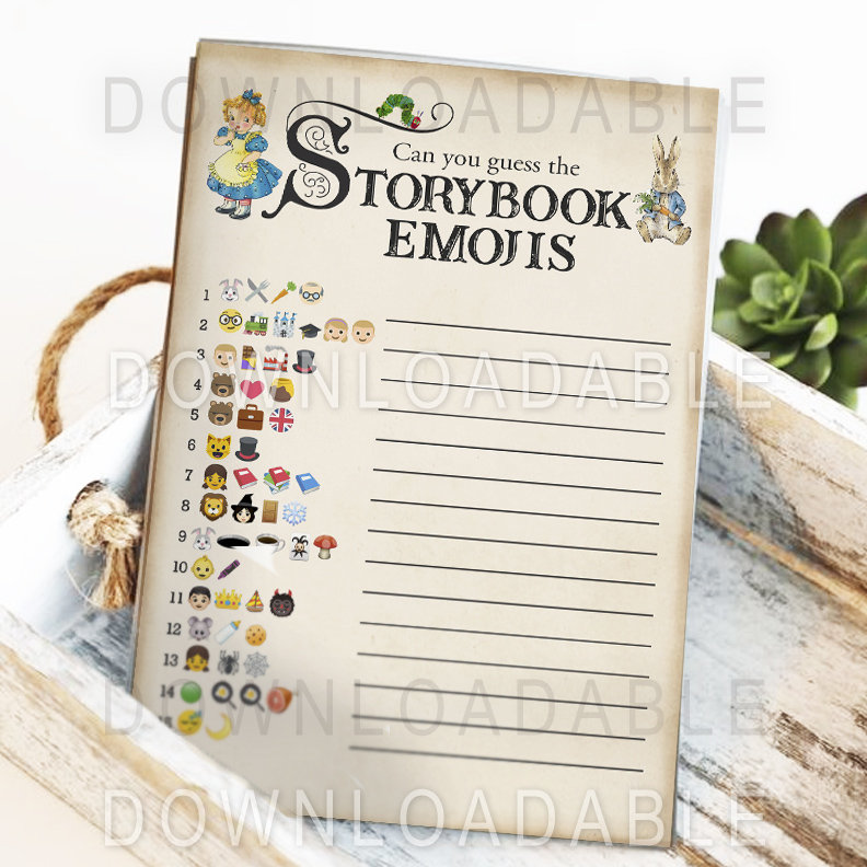 Downloadable 5x7 Storybook Emoji Character Game With Answer Key ...