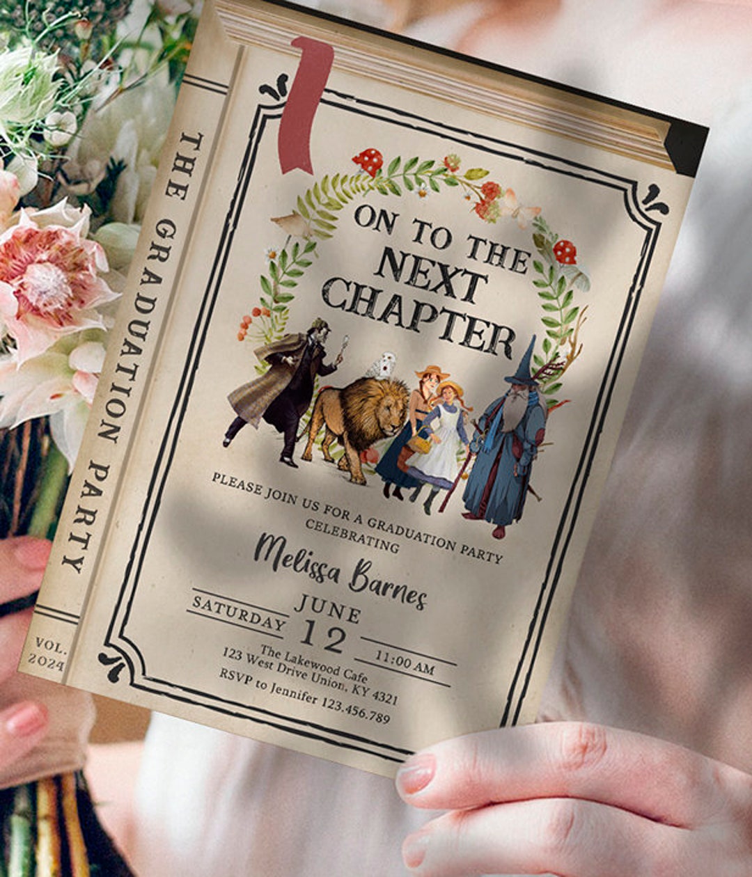 Made-to-order 5x7 Digital Invitation / Book Themed Graduation Party ...