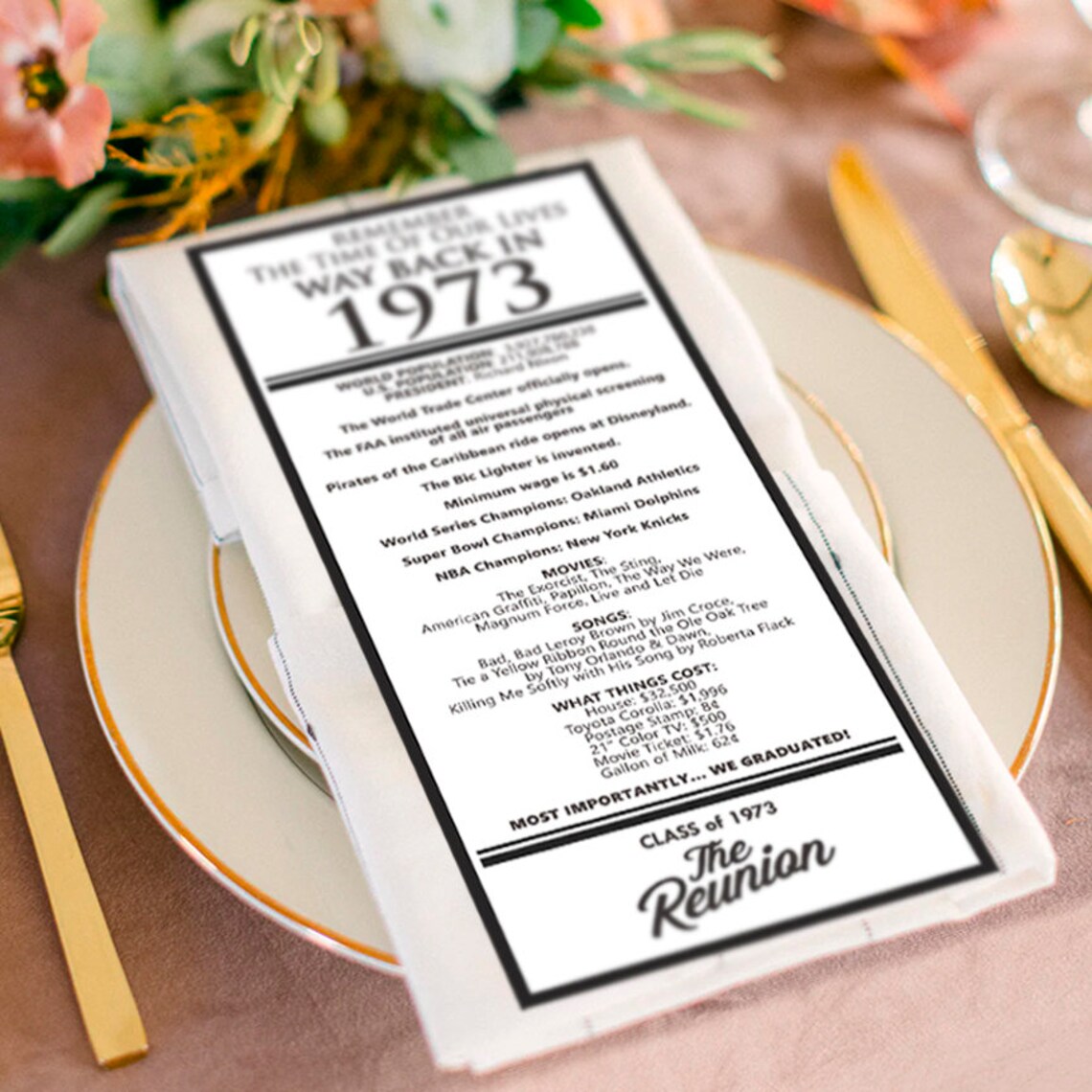 DIGITAL DOWNLOAD Class Reunion Sign / 50th / Class of 1973 Decoration ...