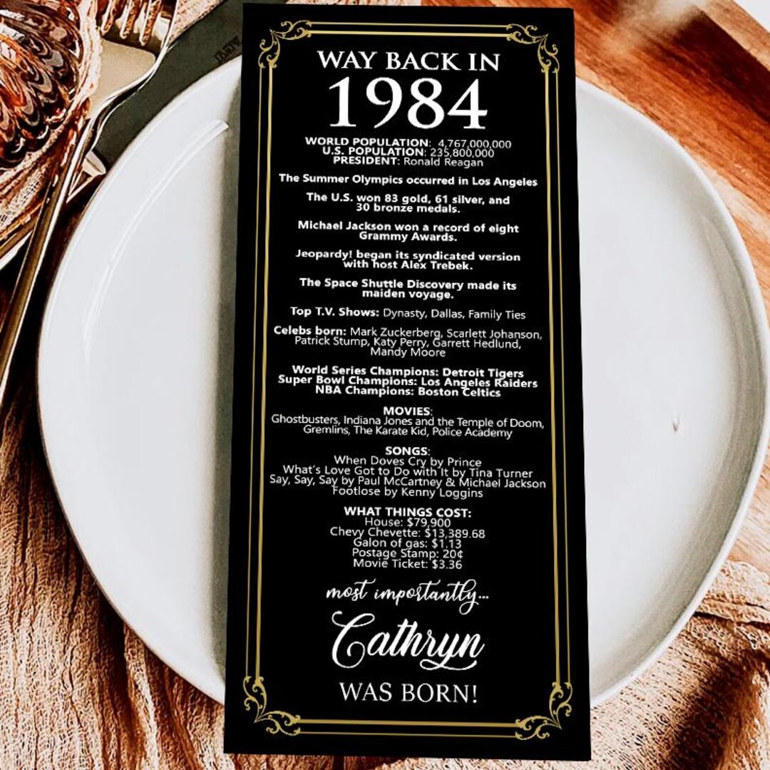 Made-to-order Digital File/ Personalized 1984 - 40th Birthday ...