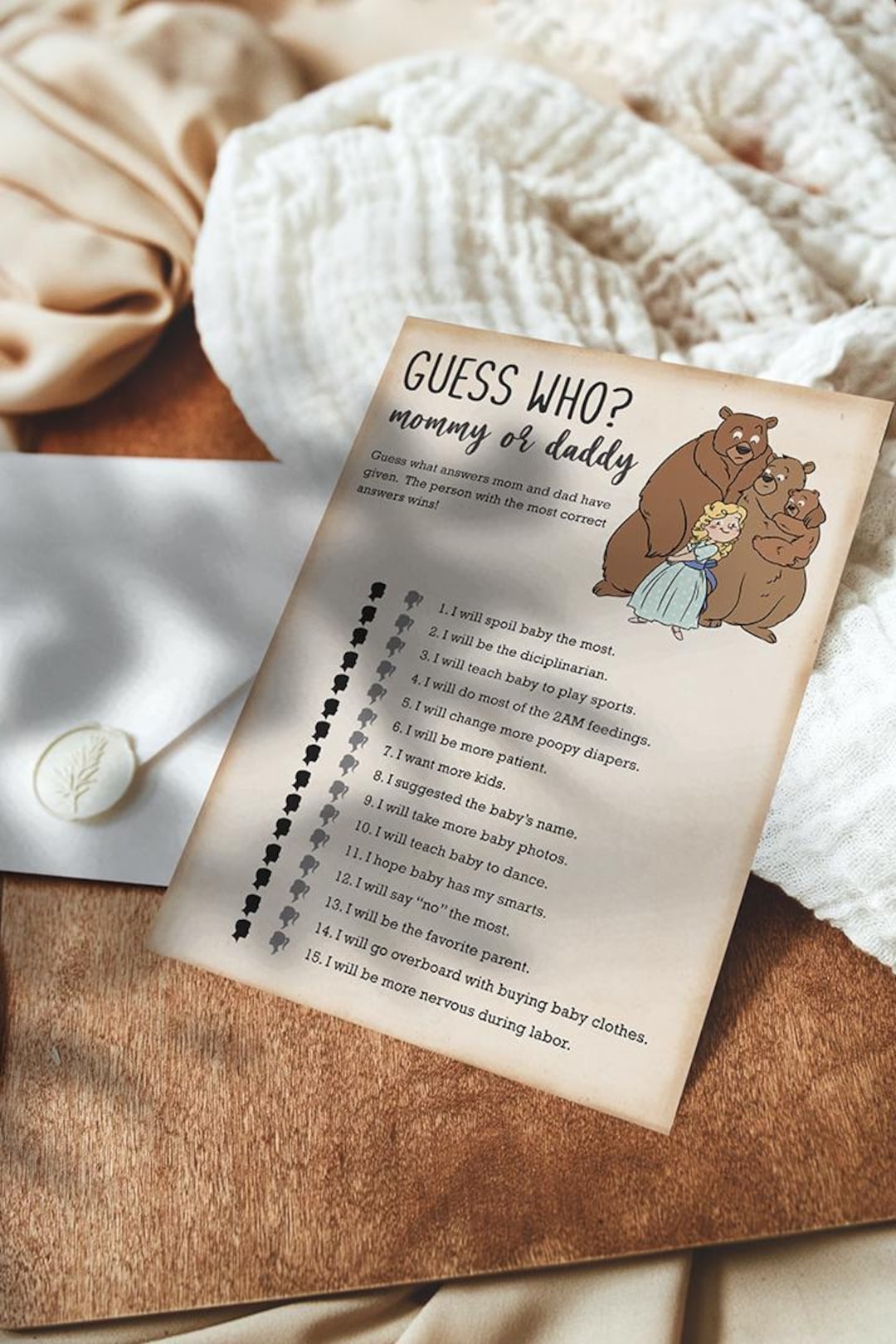 Downloadable 5x7 Guess Who Mommy or Daddy — Baby Shower Game ...