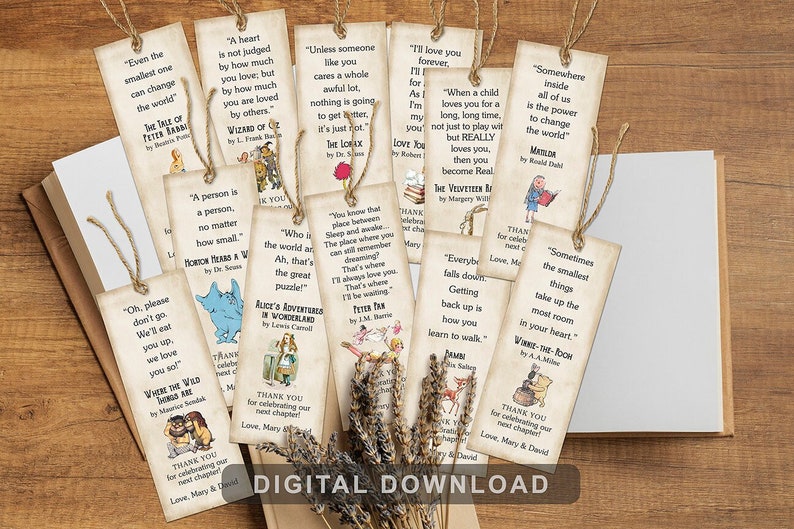 Personalized Bookmark Quotes Bundle – 12 Designs, 2.5"x6.5" (digital ...