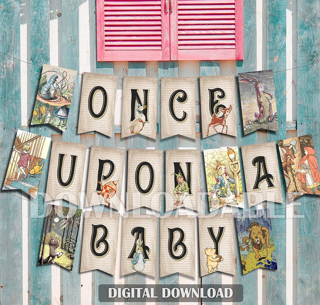 Downloadable 5x9 Once Upon A Baby Pennant Banner / UNEDITABLE ...