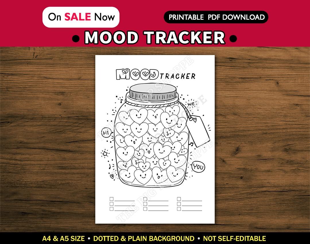 Downloadable Mood Tracker Journal Page A4 and A5 Printable PDF Dotted ...