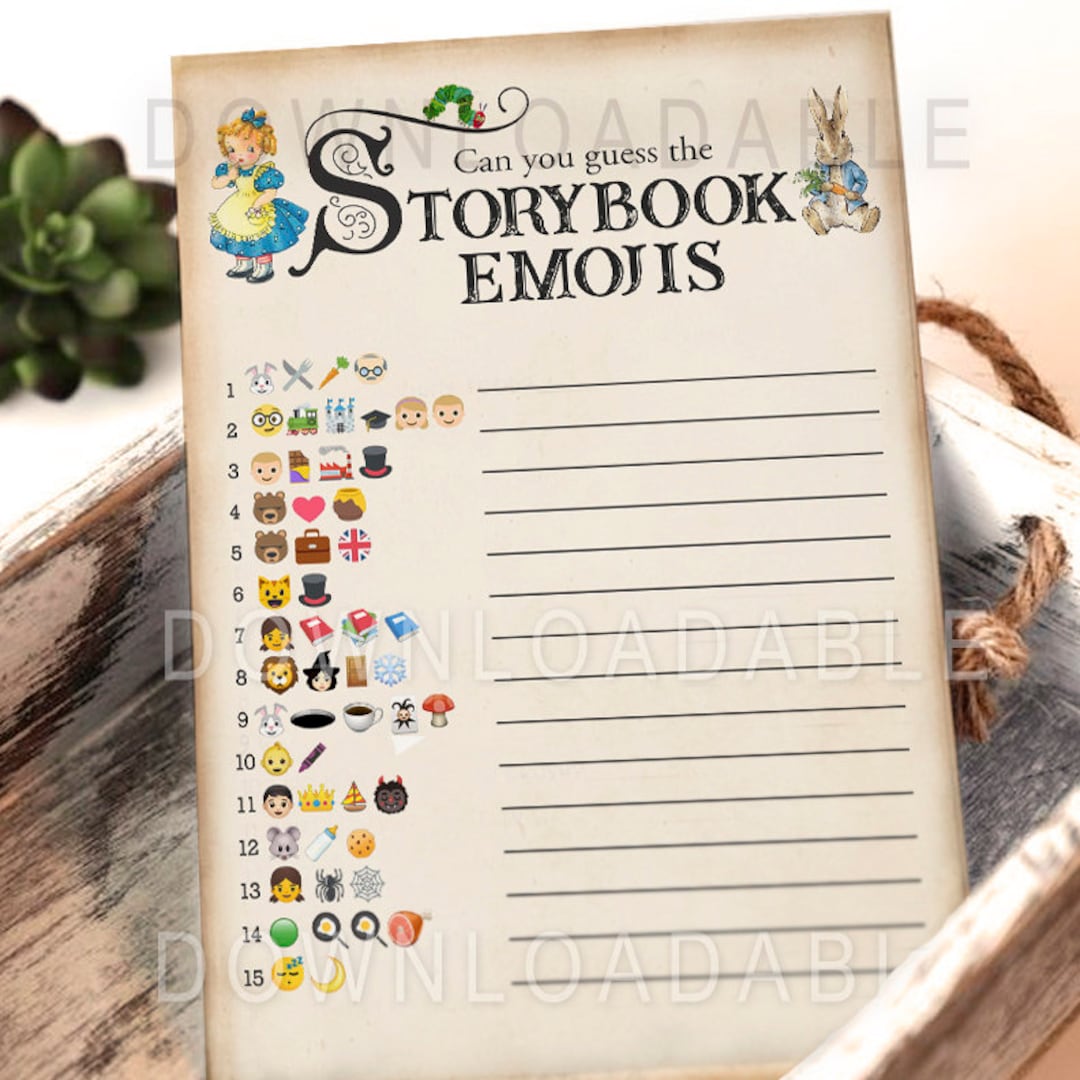 Downloadable 5x7 Storybook Emoji Character Game With Answer Key ...