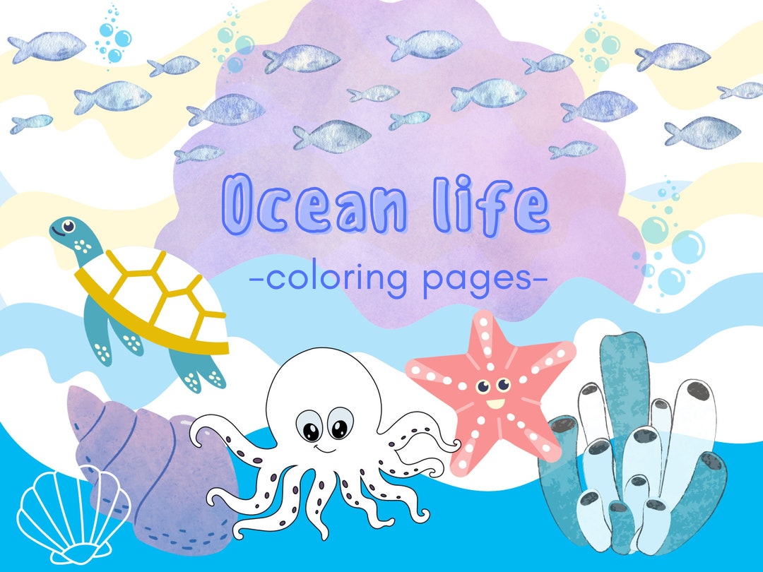 Ocean Life Coloring Pages - Etsy