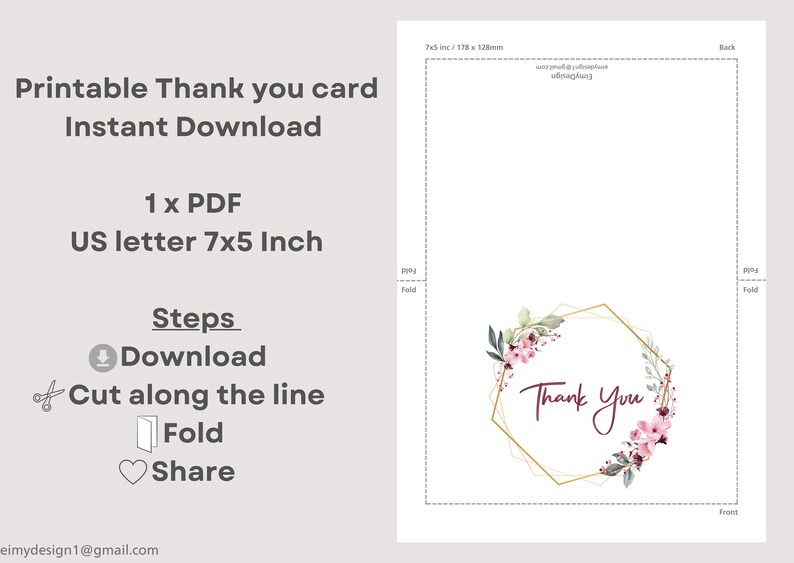 Printable, Digital Cards, Digital Thank You Card, Digital Products ...