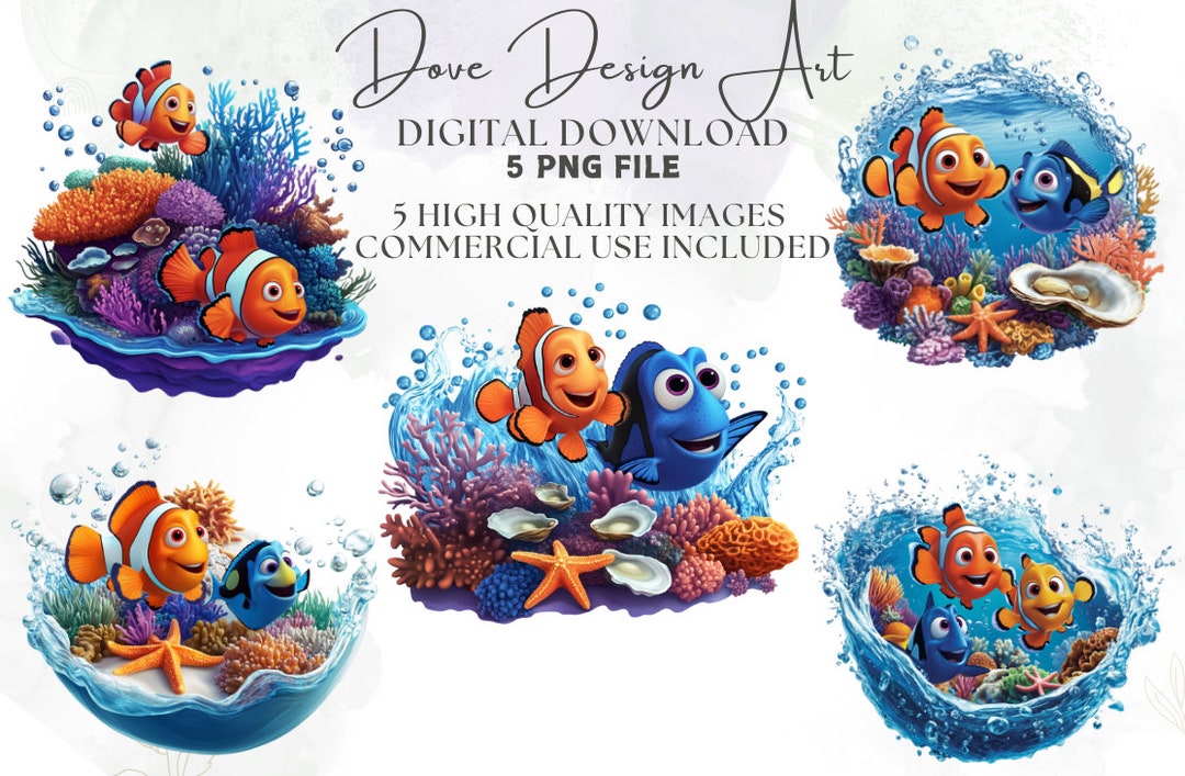 Finding Nemo, Finding Dory Watercolor Digital Design PNG File for ...