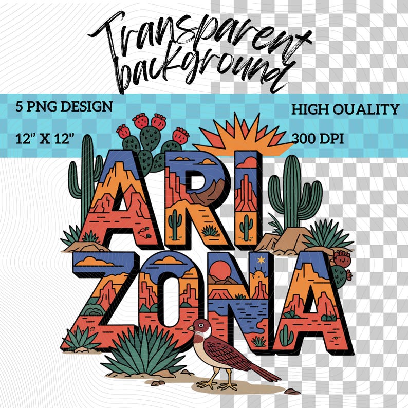5 PNG Arizona Desert Art Watercolor Digital Design PNG File Sublimation ...