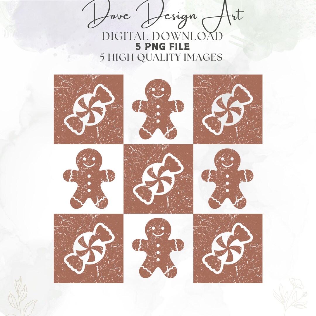 Retro Checkered Gingerbread Man PNG, Christmas Sublimation, Holiday ...