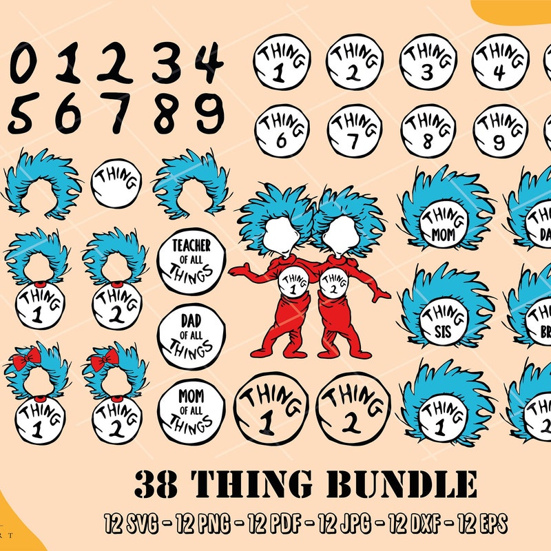 Thing 1 and Thing 2 Clip Art - Etsy