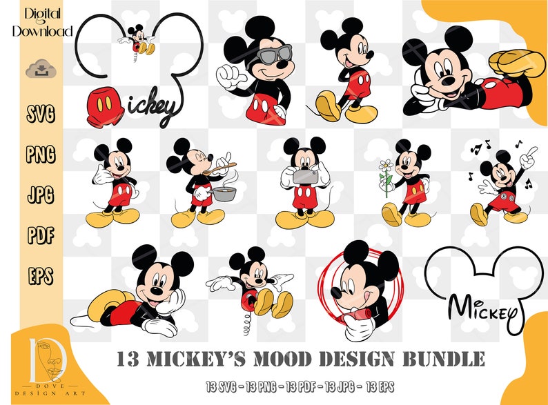 Mickey Mouse Svg Bundle Layered Head Svg,birthday Tshirt Svg, Mickey ...