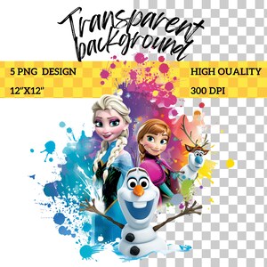 Elsa Anna Frozen Splash and Watercolor Digital Design PNG for ...
