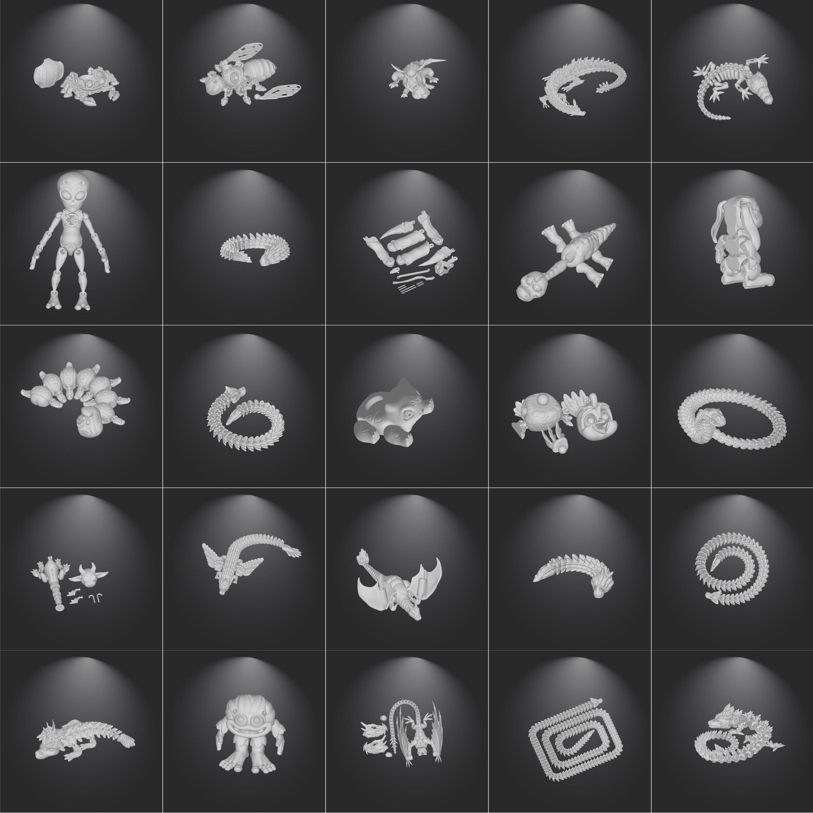 180+ Articulated Figures STL File Bundle, STL Files for 3D Printing ...