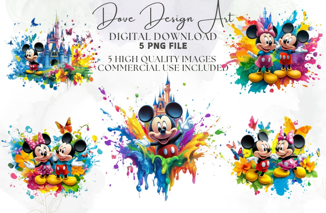 Mickey Mouse Splash and Watercolor Digital Design PNG File Sublimation ...