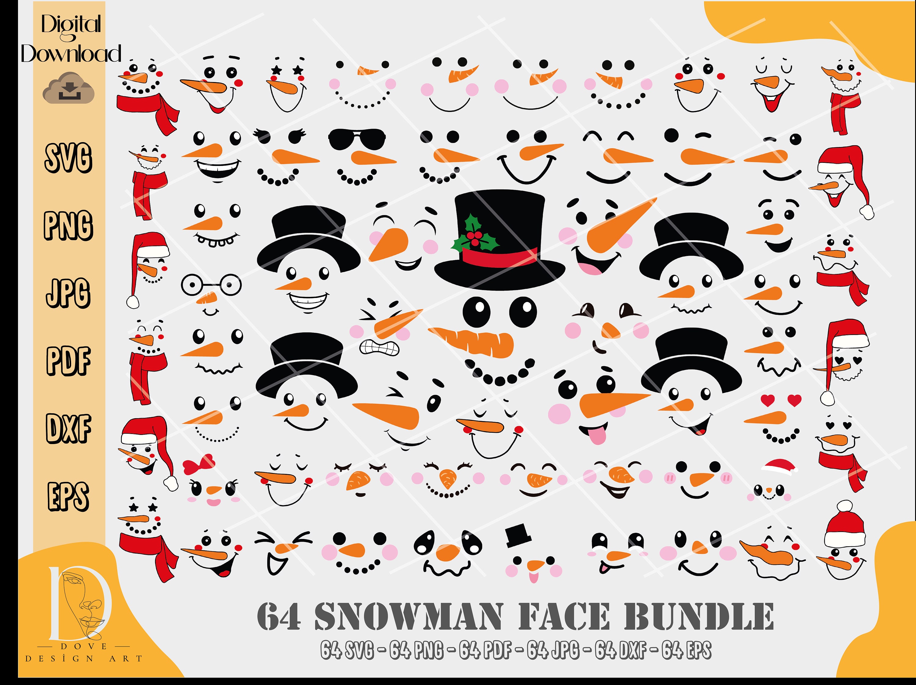 Snowman Faces Svg, Christmas Snowman Svg, Girl Snowman Svg, Snowman ...