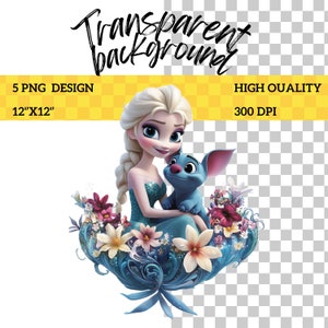 Elsa and Stitch Splash and Watercolor Digital Design PNG File for ...