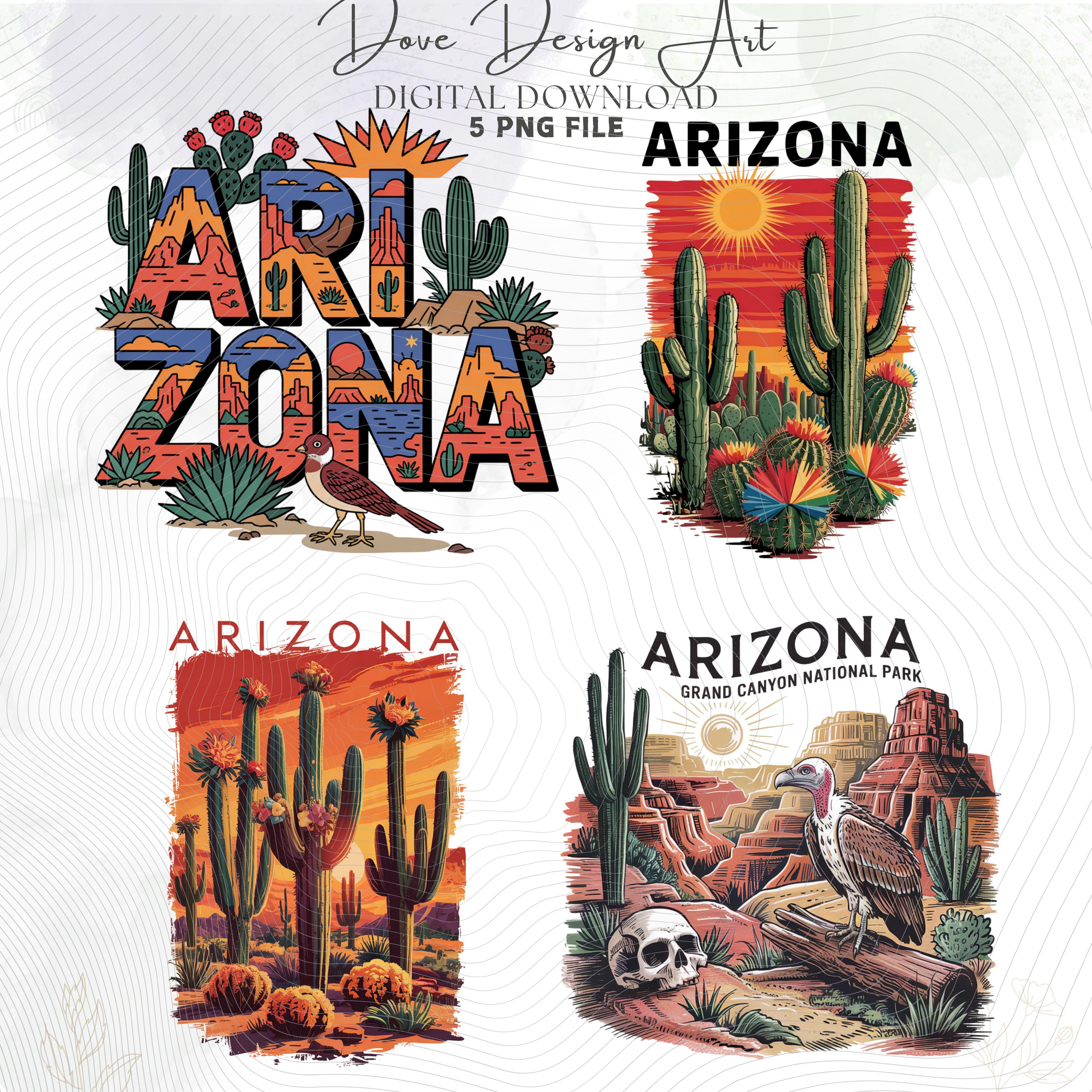 5 PNG Arizona Desert Art Watercolor Digital Design PNG File Sublimation ...