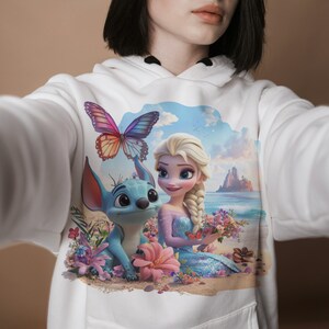 Elsa and Stitch Splash and Watercolor Digital Design PNG File for ...