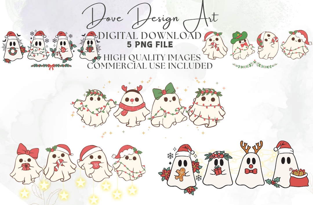 Christmas Ghosts PNG , Merry Ghostmas, Funny Xmas PNG, Christmas Vibes ...