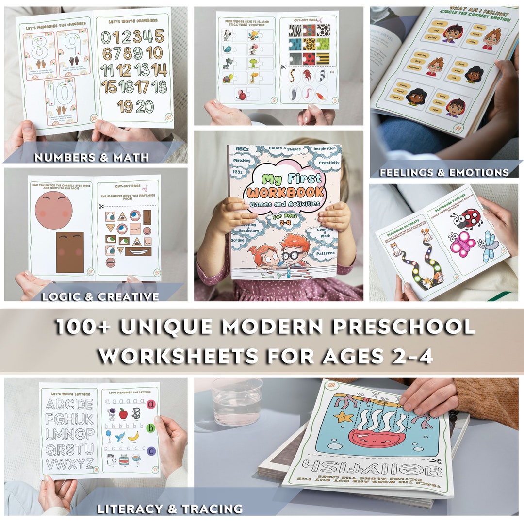 100+ Big Activity Workbook for Ages 2-4 Toddler Busy Binder, Quiet Book ...