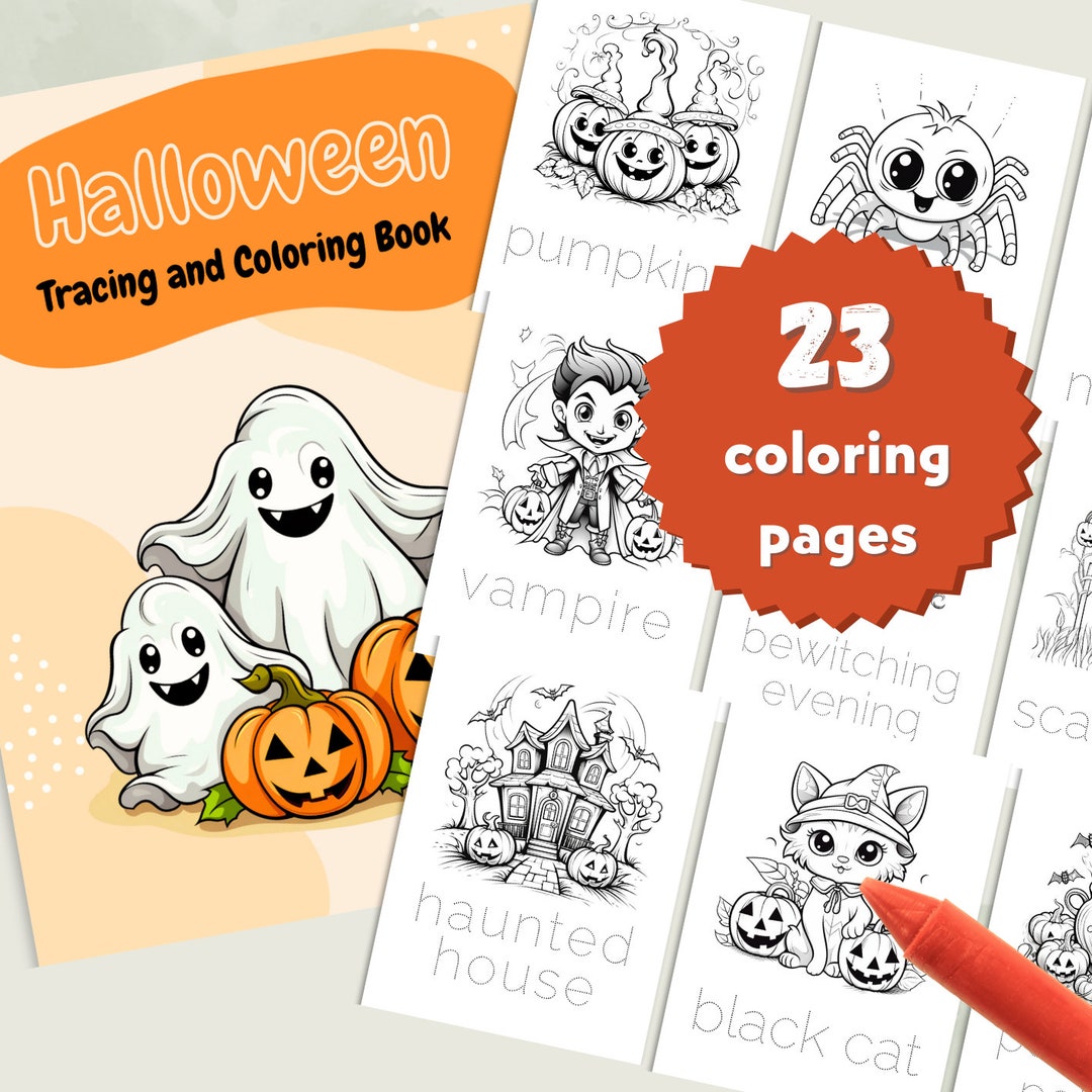 Halloween Vocabulary Coloring Pages for Kids Printable PDF 23 - Etsy