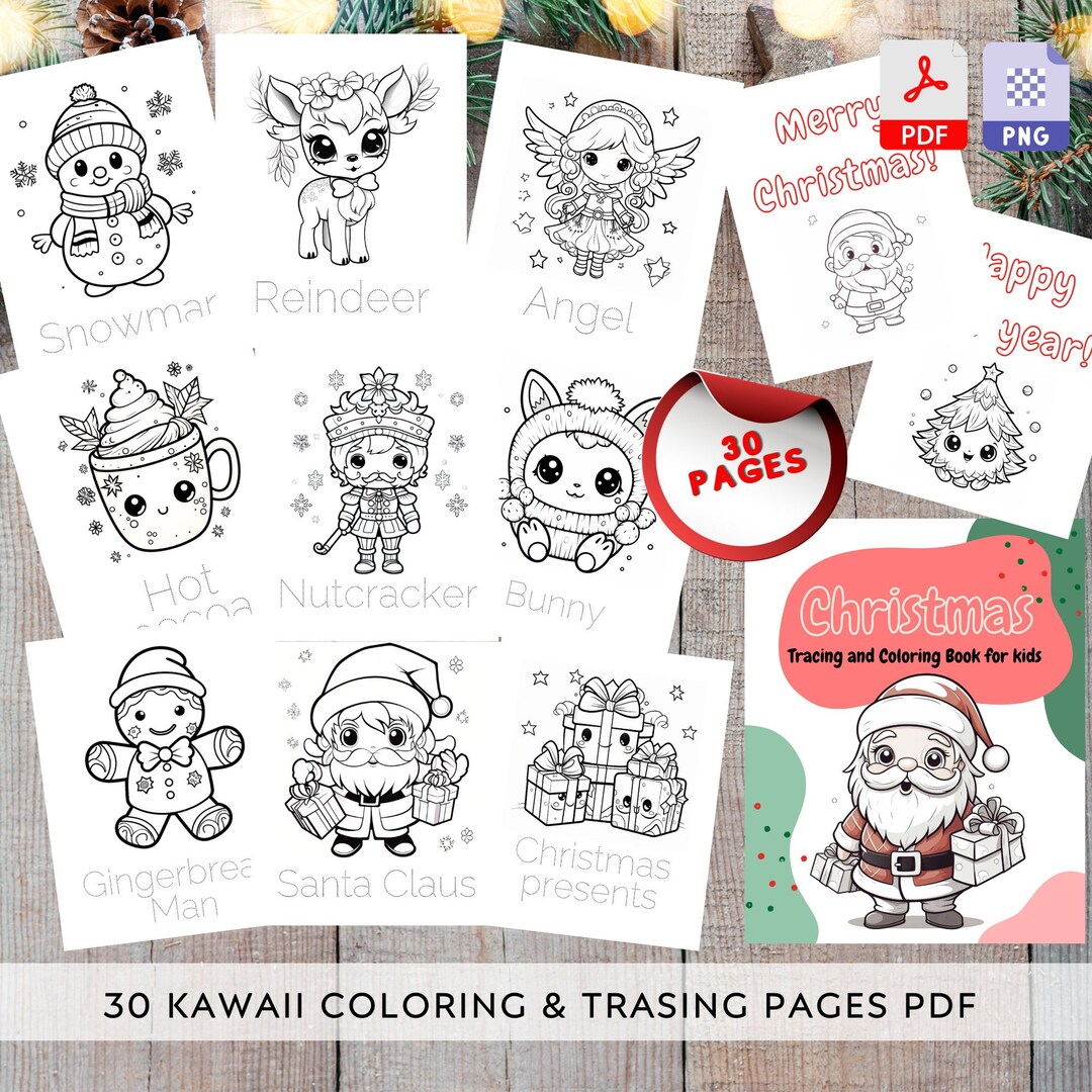 30 Printable Christmas Activities, Kawaii Christmas Coloring Pages ...